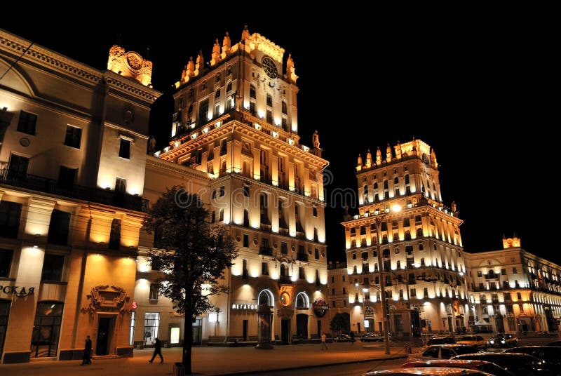 Beautifully Illuminated Buildings Stock Image - Image of built, dark ...