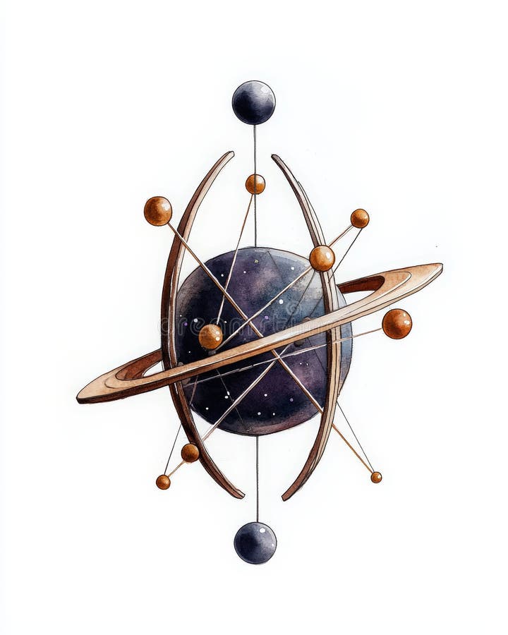 A Beautifully Illustrated Cosmic Model Featuring a Planet Surrounded by ...