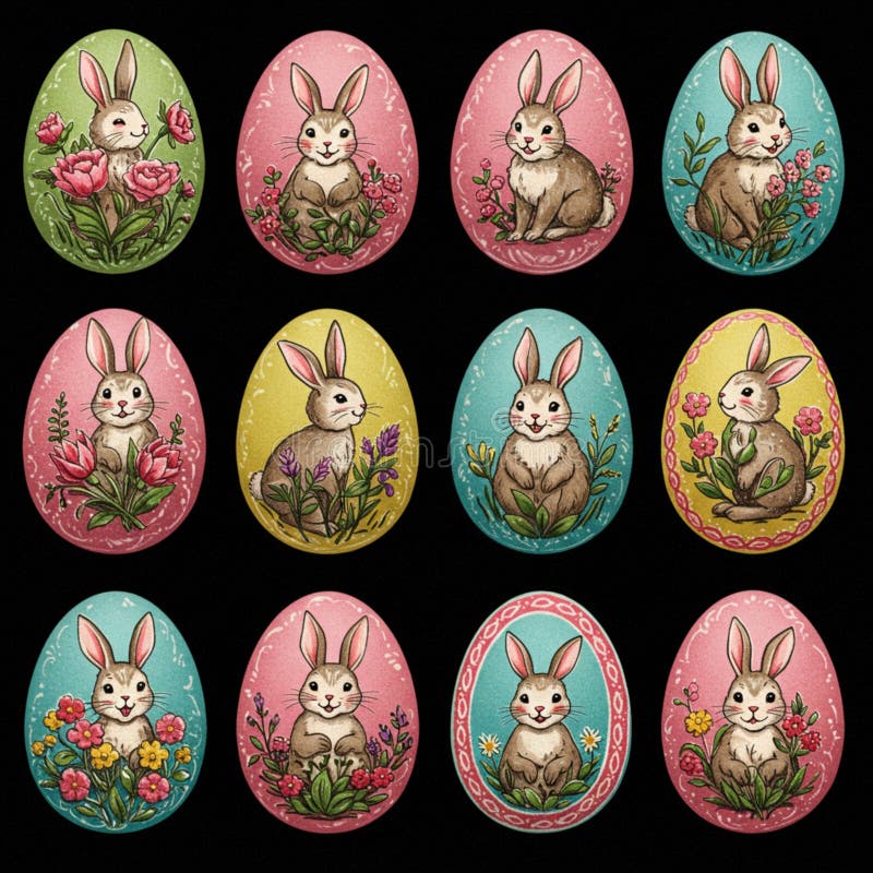 Beautifully Illustrated Easter Eggs with Creative Designs Stock ...