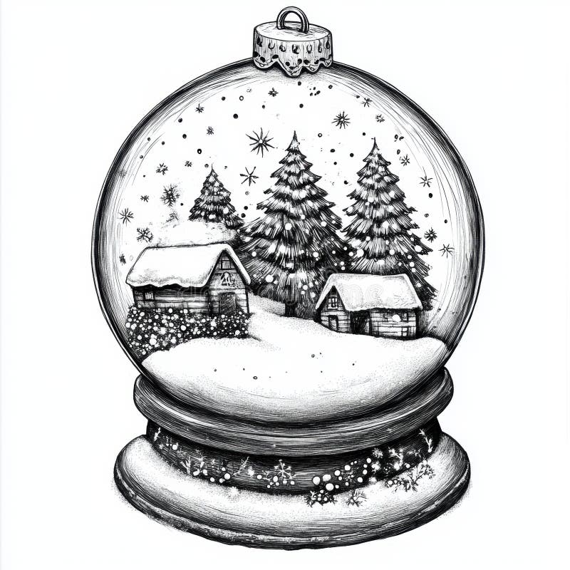 Beautifully Illustrated Snow Globe Depicting a Winter Scene Stock ...