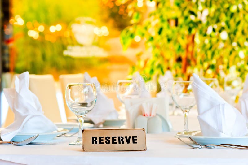 Beautifully Set Table is Reserved for Guests of Restaurant Stock Photo ...