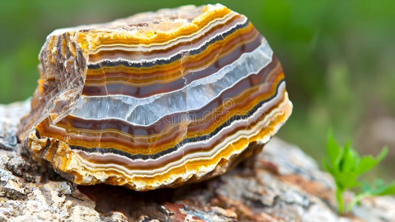 A Beautifully Layered Agate Stone Showcasing Vibrant Colors and ...