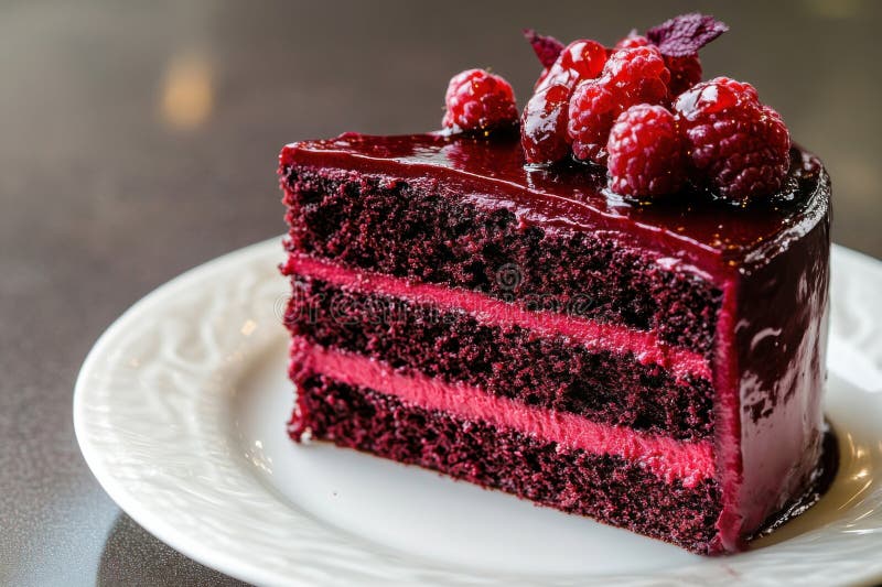 Beautifully Layered Chocolate Cake with Raspberry Topping on a ...