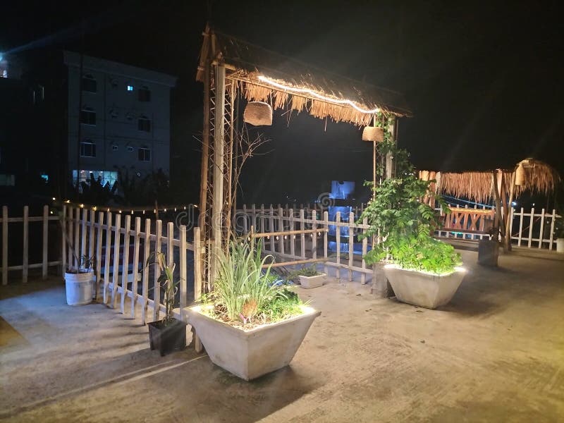 Beautifully Lit Bamboo Gate for Outdoor Decoration or Event Entry Stock ...