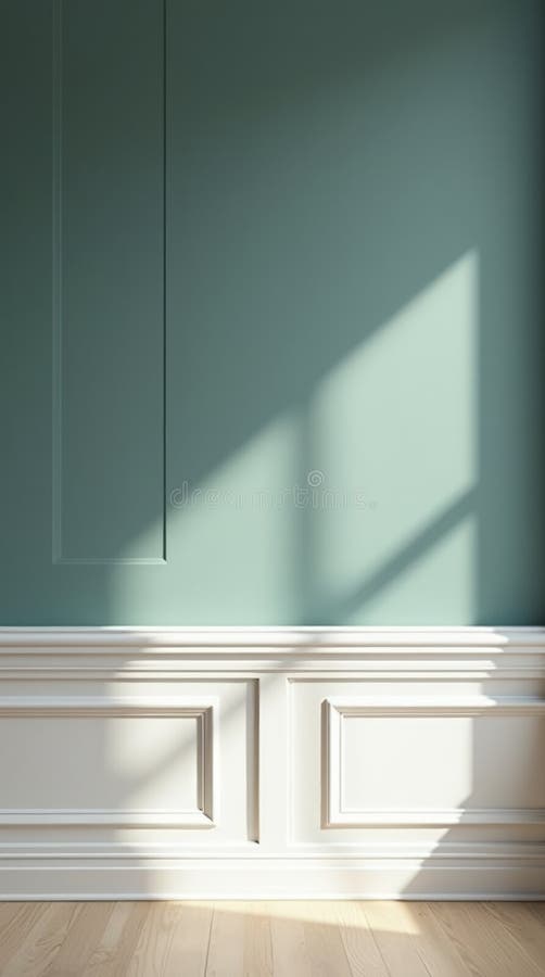 Beautifully Lit Interior Wall Featuring Elegant Wainscoting and Painted ...