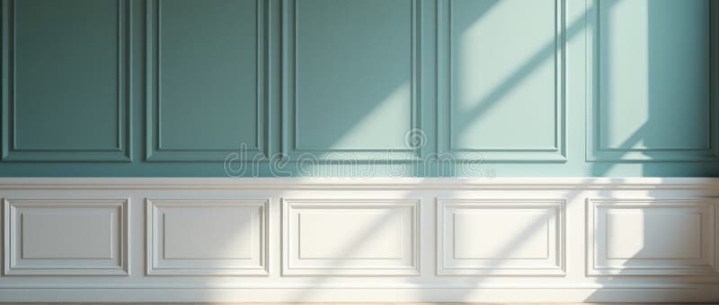 Beautifully Lit Interior Wall Featuring Elegant Wainscoting and Painted ...