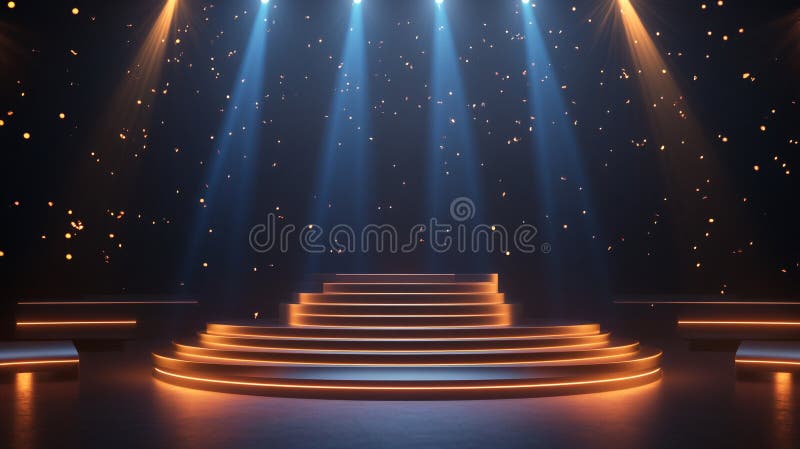 Stunning Illuminated Stage Setup for Theatrical Performance at Night ...
