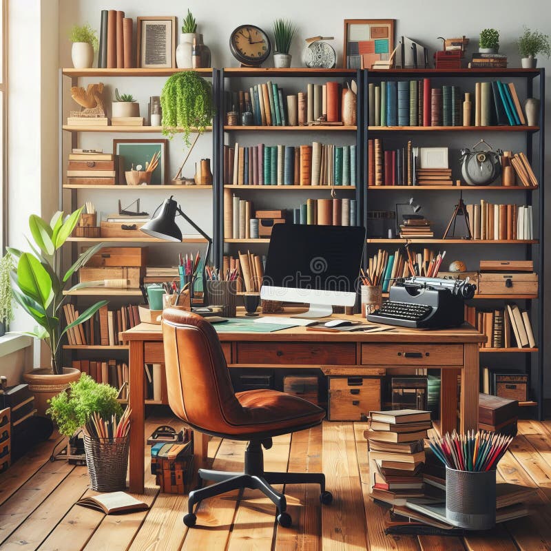 A Beautifully Organized Creative Clean Workspace with Vibrant Decor ...