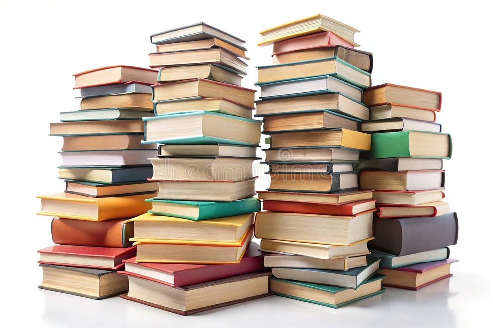 A Beautifully Organized Stack of Books on a Pristine White Background ...