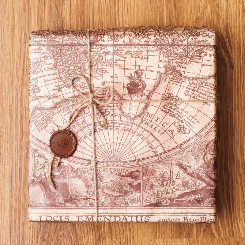 Beautifully Packaged Parcel in Brown Paper and Tied with a Rope Stock ...