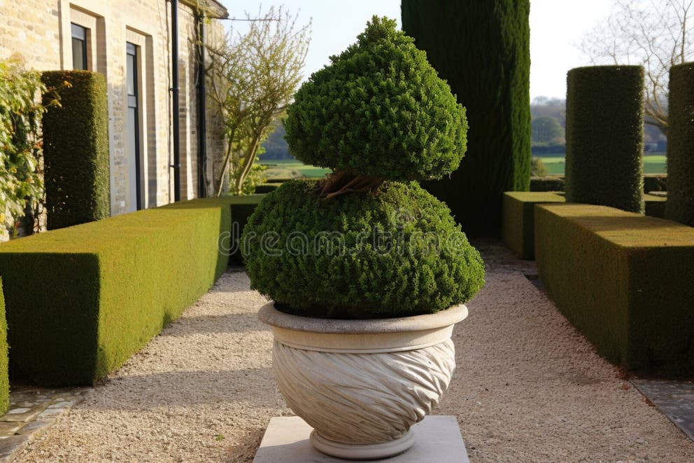 A Beautifully Sculpted Topiary in a Large Pot Stock Photo - Image of ...