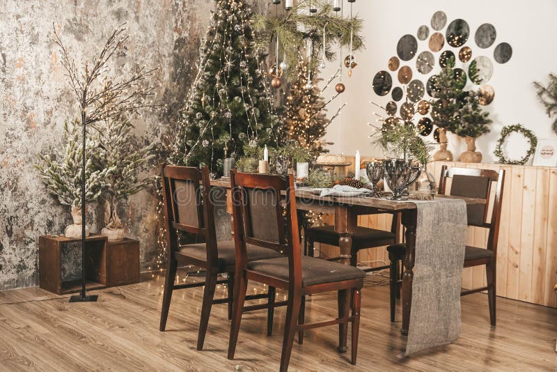 Beautifully Served Dining Table in the New Year S Interior Stock Image ...