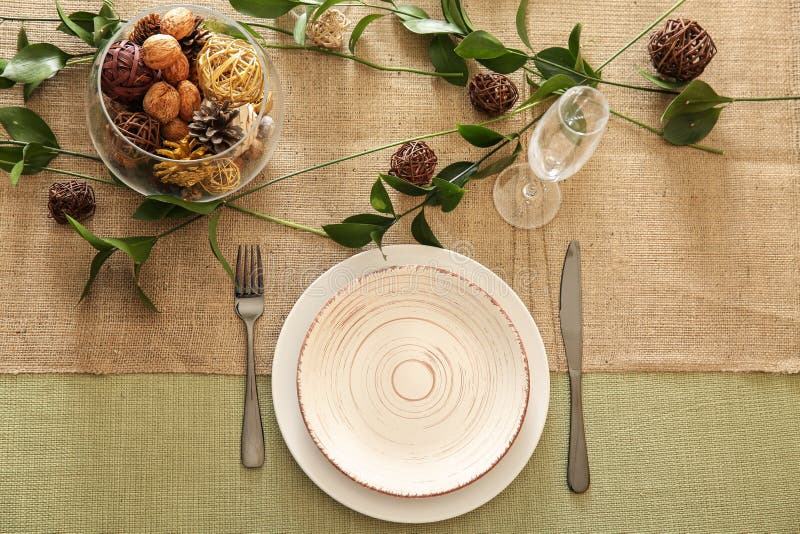 Beautifully Served Festive Table, Top View Stock Photo - Image of ...