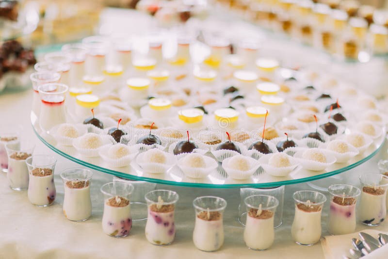 Beautifully Served Restaurant Table with Various Cakes and Pastries ...