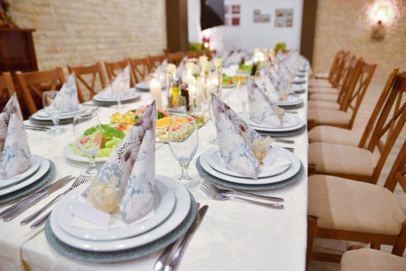 Beautifully Served Table with Different Restaurant Dishes Stock Image ...