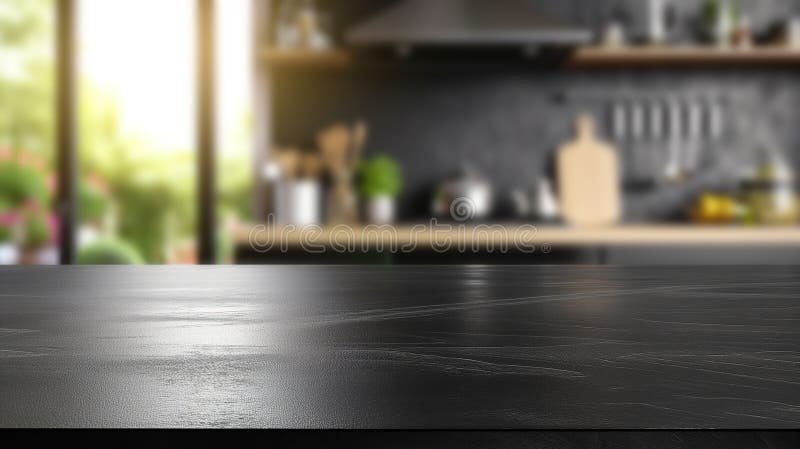 Beautifully Set Black Dining Table with a Backdrop of Stylish, Blurred ...