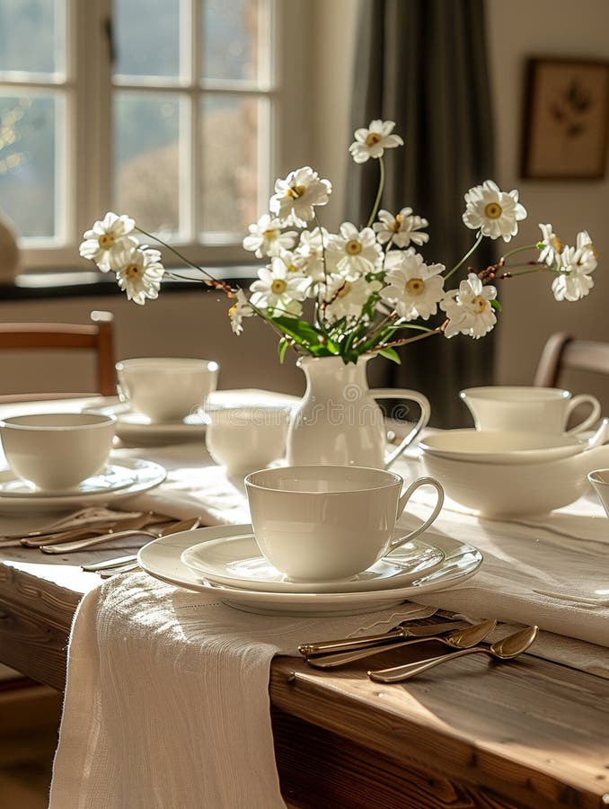 Beautifully Set Dining Table with Elegant Crockery Stock Photo - Image ...