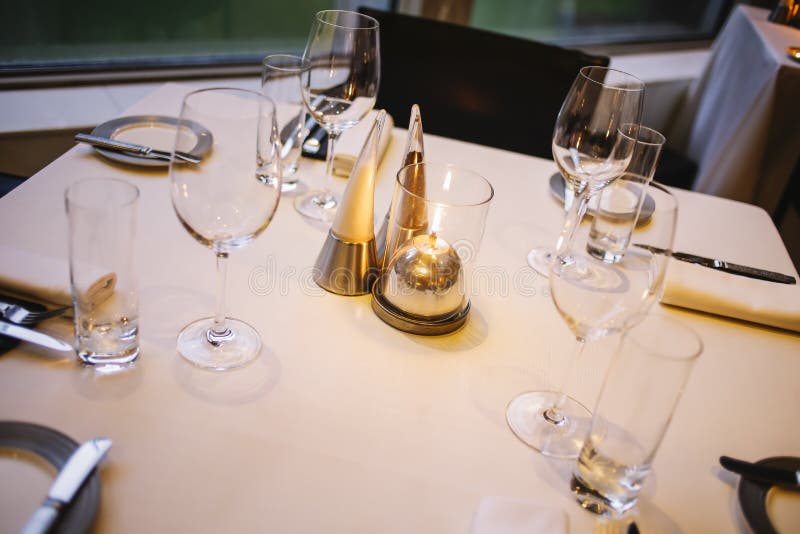Beautifully Set Dinner Table in a Restaurant Stock Image - Image of ...