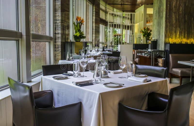 Beautifully Set Dinner Table in a Restaurant Stock Image - Image of ...