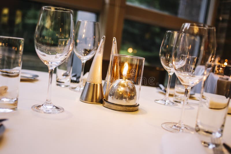 Beautifully Set Dinner Table in a Restaurant Stock Photo - Image of ...