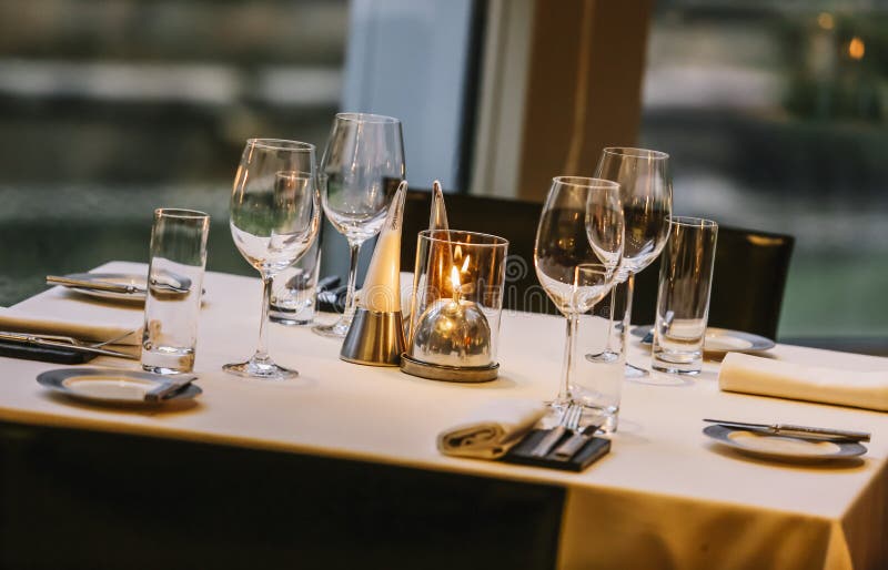 Beautifully Set Dinner Table in a Restaurant Stock Image - Image of ...