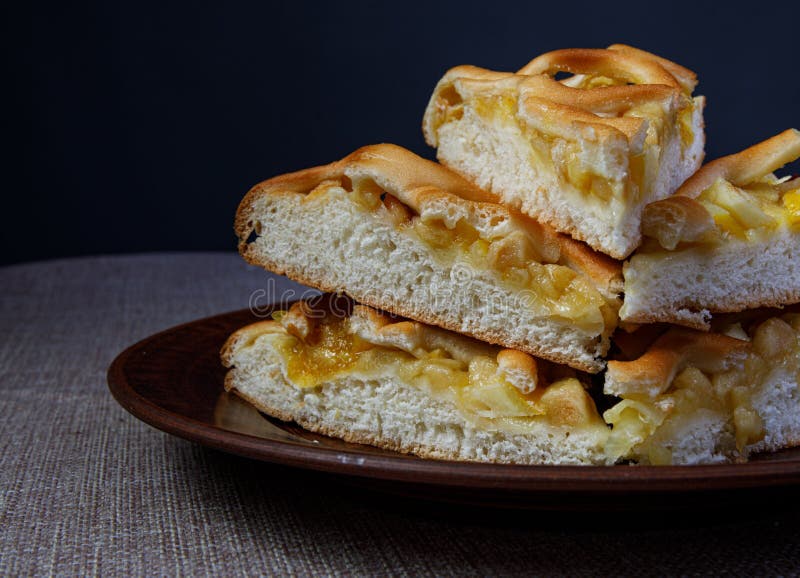 Beautifully Stacked Stack of Apple Pie Pieces. a Side View Stock Image ...