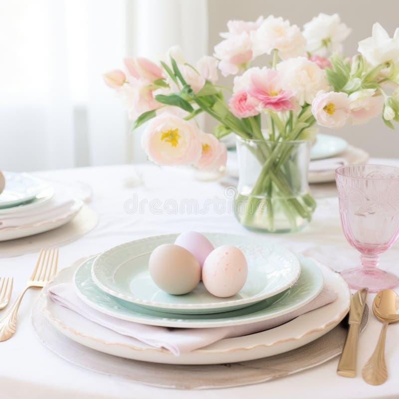 A Beautifully Styled Easter Table Setting with a Floral Centerpiece ...