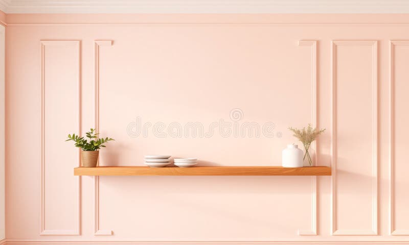 A Beautifully Styled Kitchen Room Featuring Light Pink Wall Paneling ...