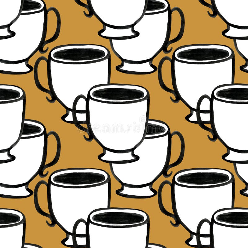 A Beautifully Stylized Coffee Cup Pattern Set Against a Neutral ...