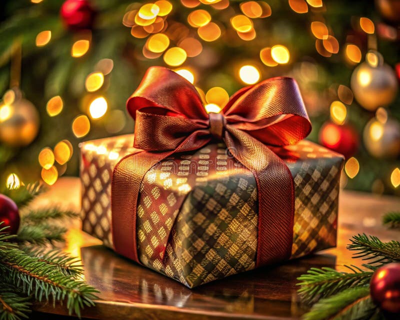 Beautifully Wrapped Christmas Present . Generative Ai Stock ...