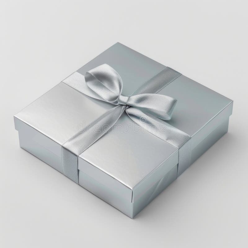 Beautifully Wrapped Gift Box Silver Bow Ready Presentation Stock Photos ...