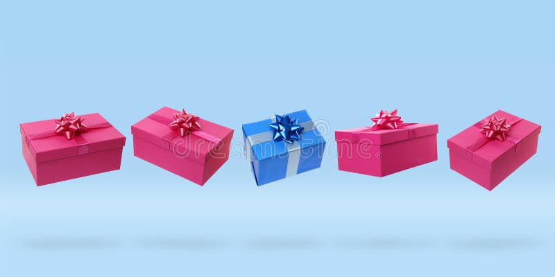Beautifully Wrapped Gift Boxes on Light Blue Background Stock Image ...