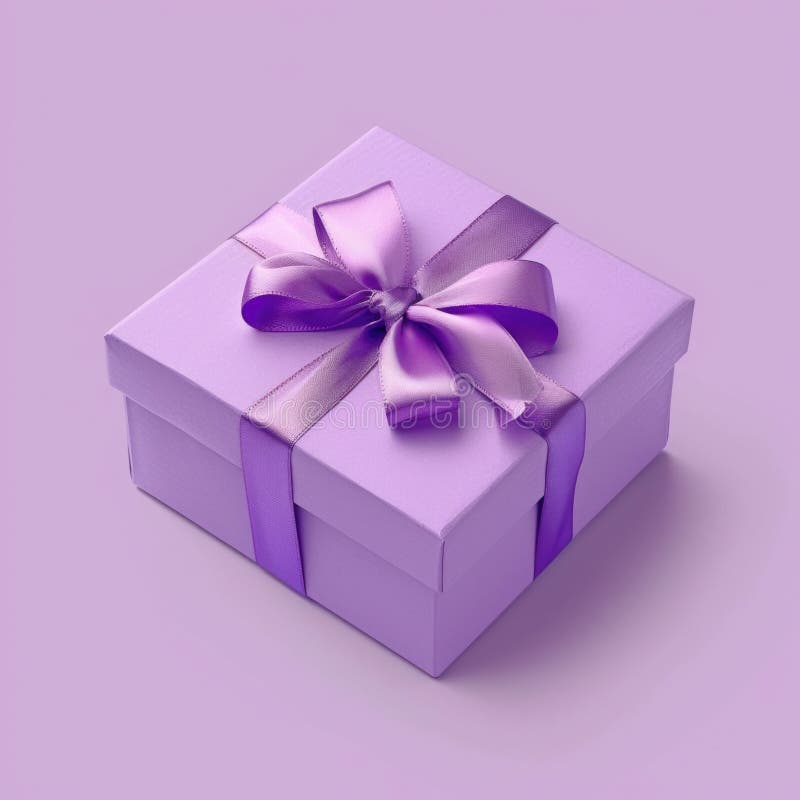 Beautifully Wrapped Present Purple Gift Box Matching Ribbon Stock ...