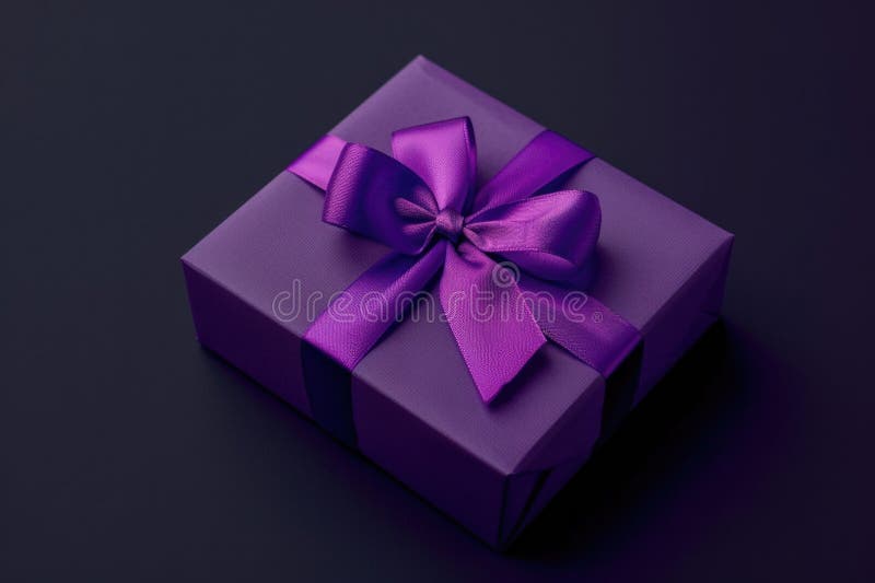 Beautifully Wrapped Purple Gift Box Matching Bow Stock Photos - Free ...