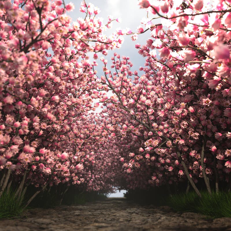 Beautlful pink trees stock image. Image of blossom, cherry - 231775987