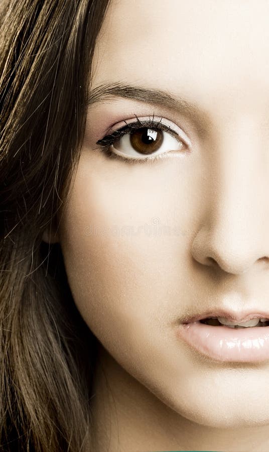 Brown Hair stock image. Image of makeup, skin, shiny, cute - 3871803