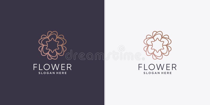 Beauty Abstract Flower Logo with Creative Line Art Style Vector Part 4 ...