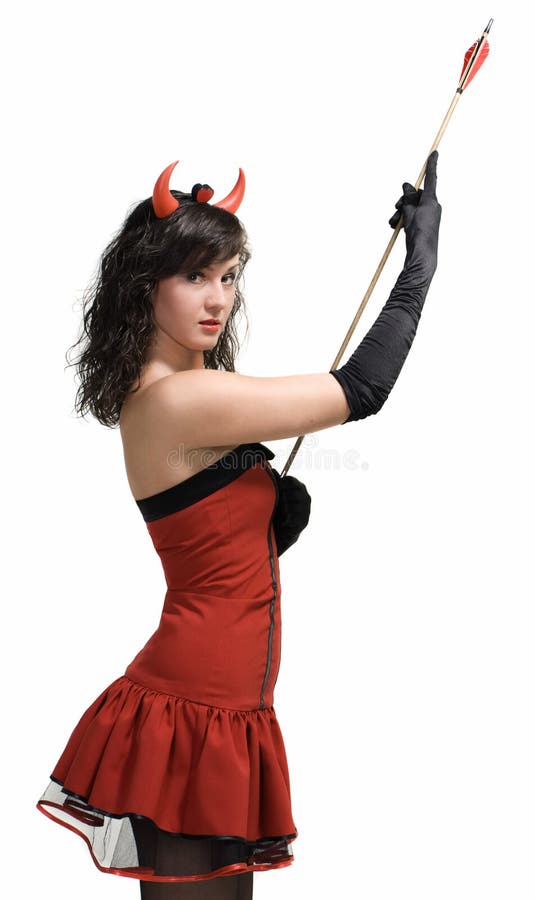 Beauty Attractive Red Devil Girl with Arrow Stock Image - Image of ...