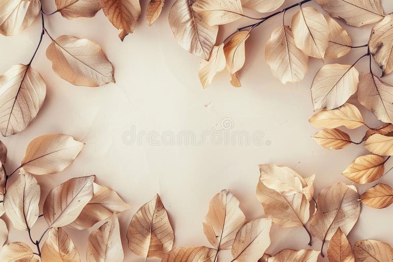 Beauty of Beige Leaves Artfully Arranged To Create a Minimalist Frame ...