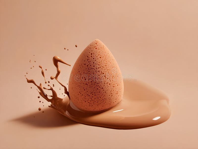 Beauty Blender in Liquid Foundation, Splash Effect Stock Illustration ...