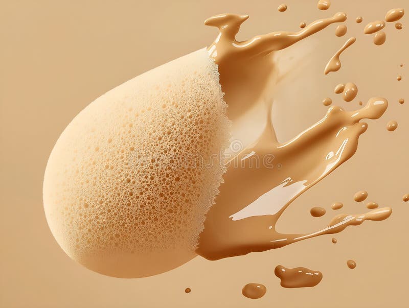 Beauty Blender Splashing into Foundation, Dynamic Movement Stock ...