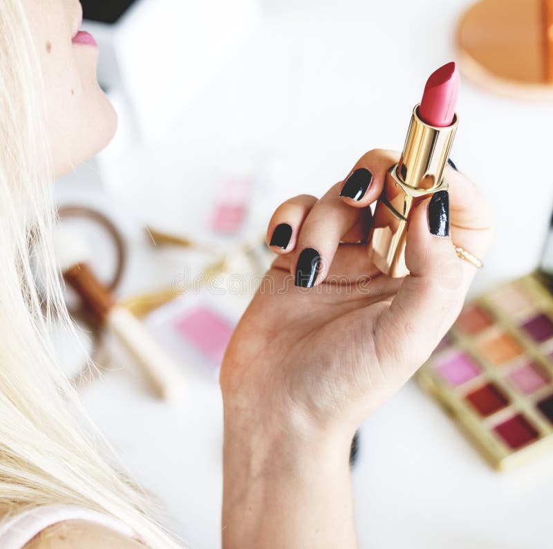 Beauty Blogger with Makeup Tutorial Stock Image - Image of glamour ...