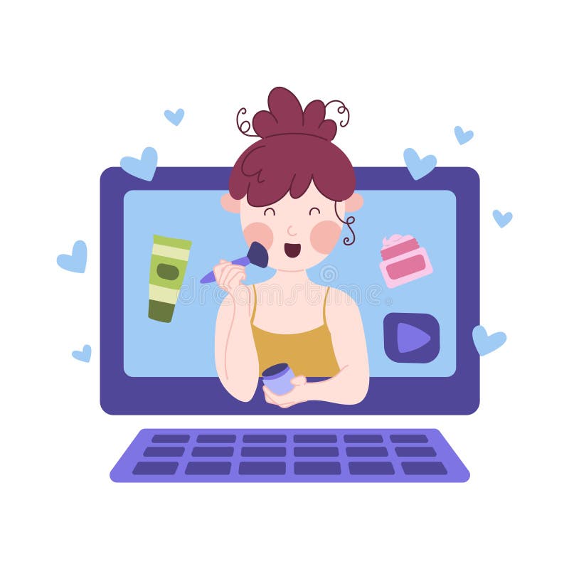 Beauty Blogging Concept. Makeup Tutorial Video and Cosmetics Review ...