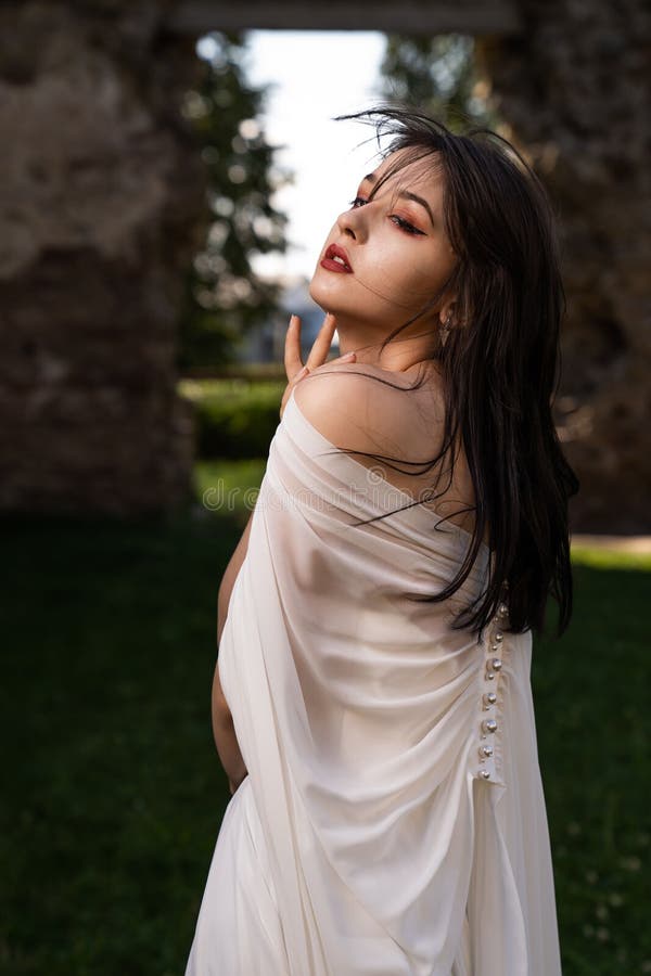 Beauty Bride Model in Wedding Dress Stock Photo - Image of vertical ...