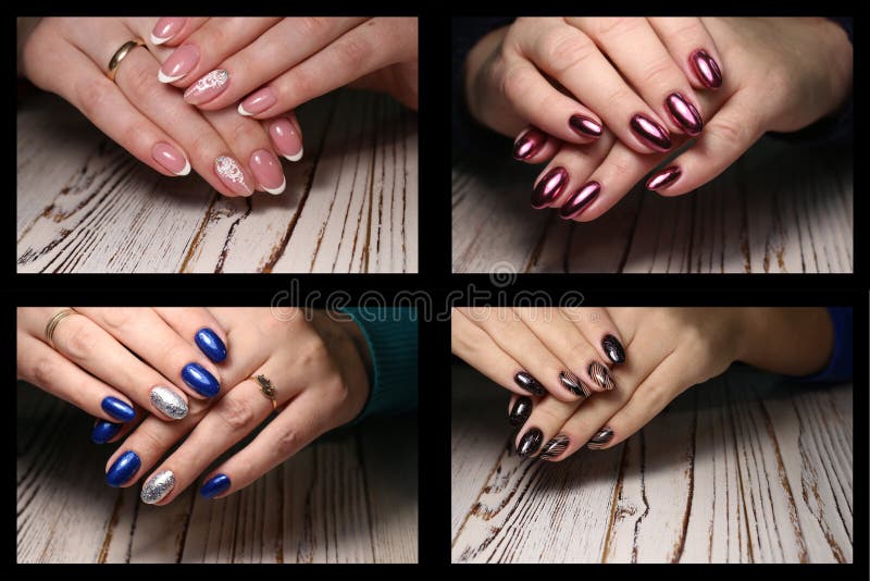 Beauty Collage with Art Design Manicure. Beautiful Hands Stock Image ...