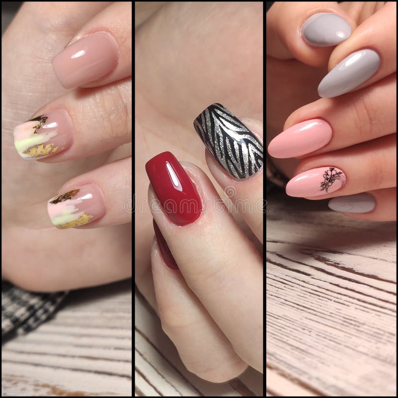 Beauty Collage with Art Design Manicure. Beautiful Hands Stock Photo ...