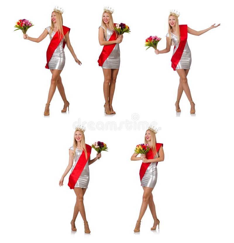 The Beauty Contest Winner Isolated on the White Stock Image - Image of ...