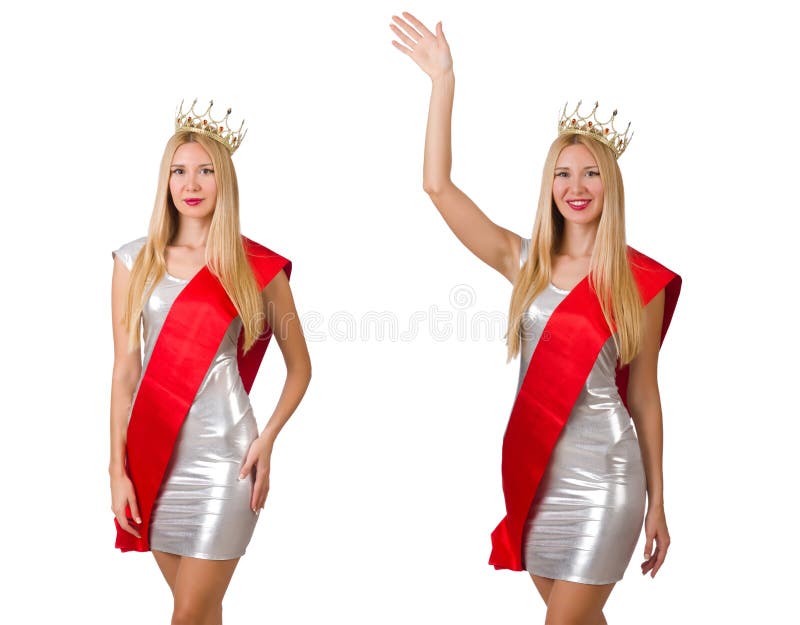 The Beauty Contest Winner Isolated on the White Stock Photo - Image of ...