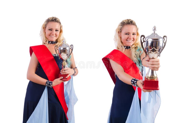 Beauty Contest Winner Isolated on the White Stock Image - Image of ...