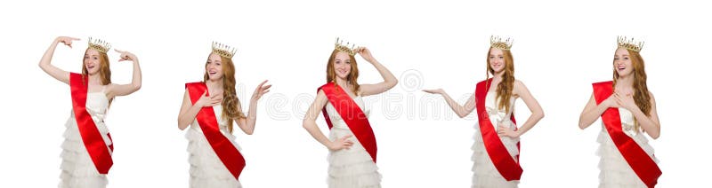 Beauty Contest Winner Isolated on the White Stock Photo - Image of ...